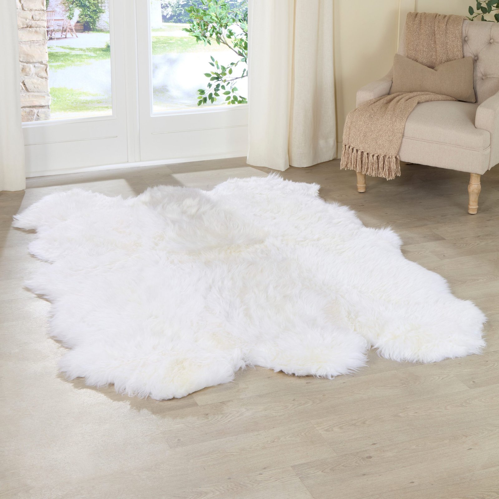 White 6 Pelt Sheepskin Rug Soft and Spacious for Your Home