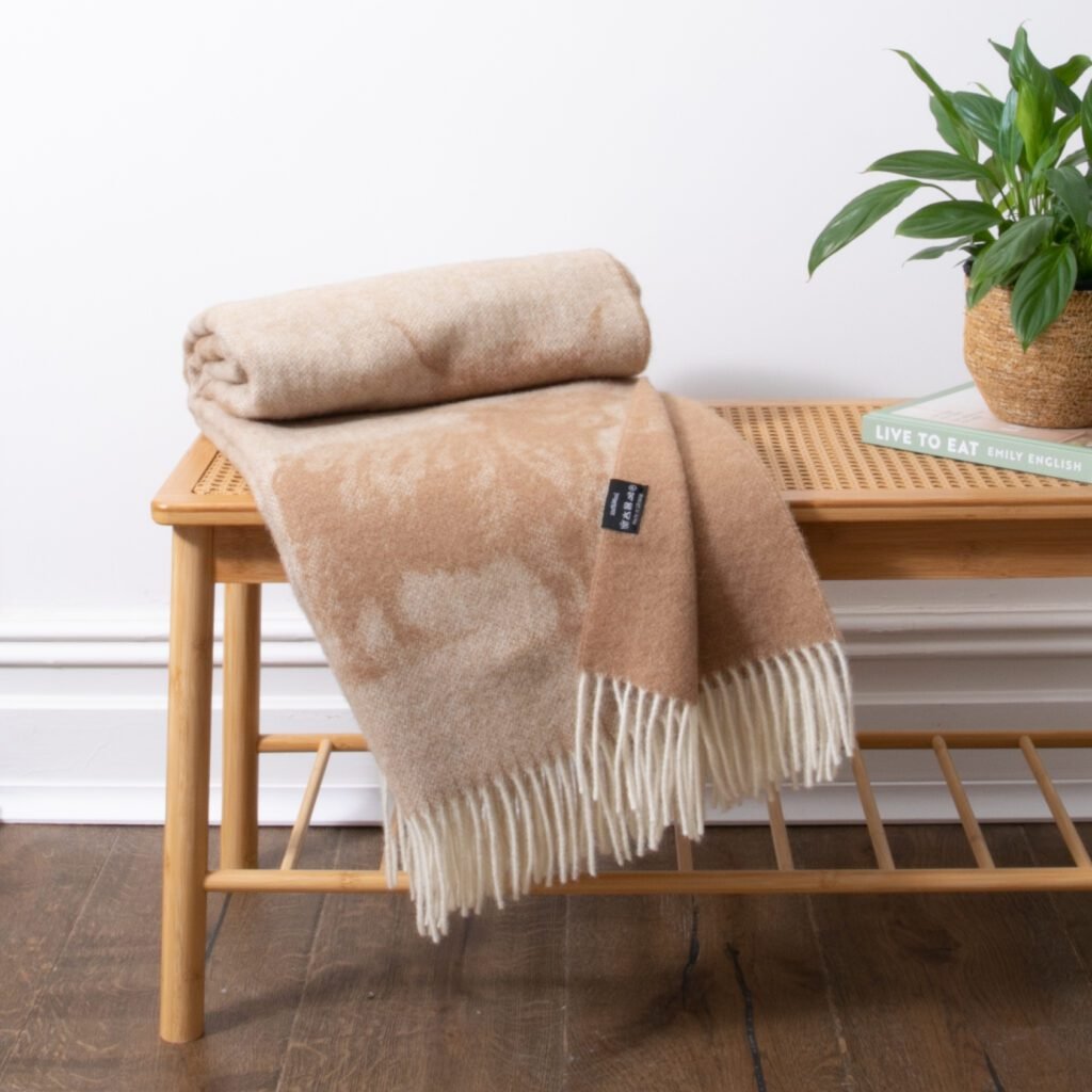 Highland Cow Beige Wool Blanket | Simply Sheepskin